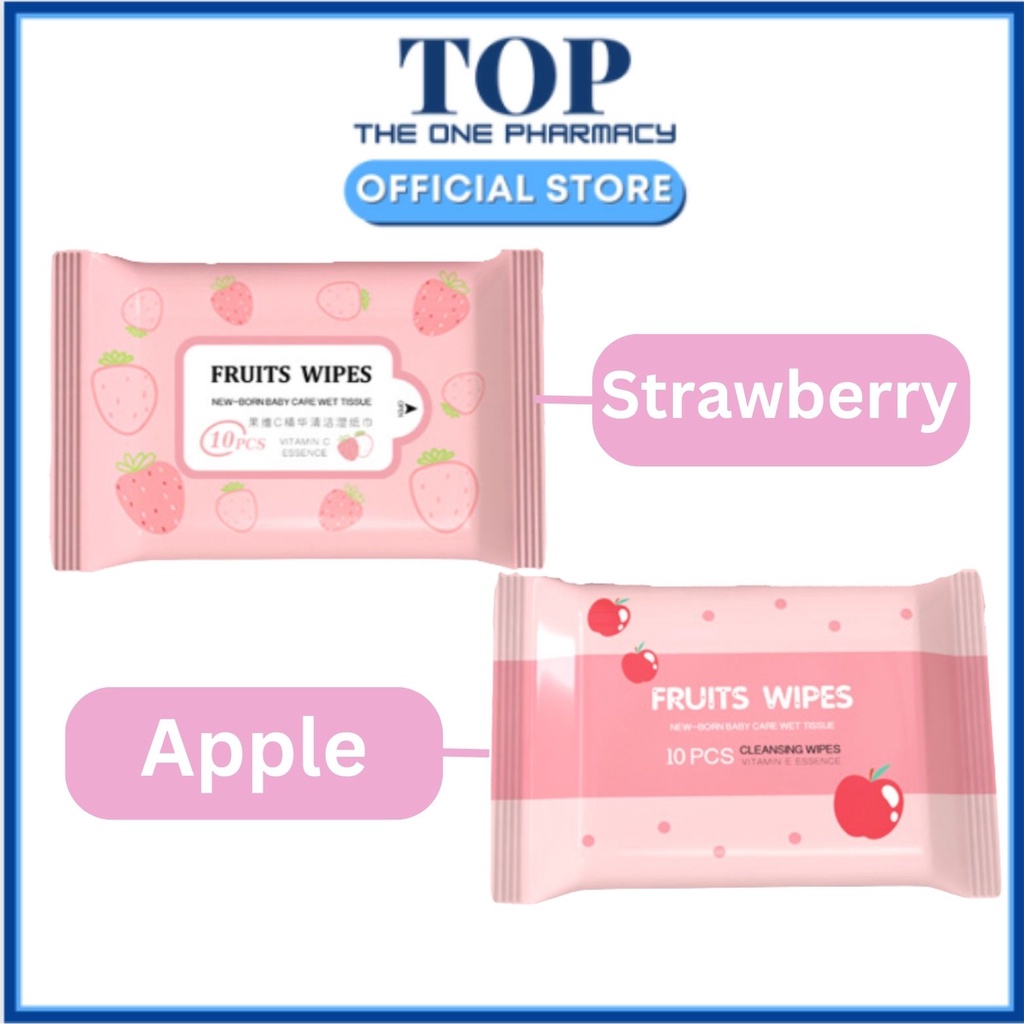 Mini Wet Tissue Wet Wipes Apple/ Strawberry Fragrance -10 Pcs | Shopee ...