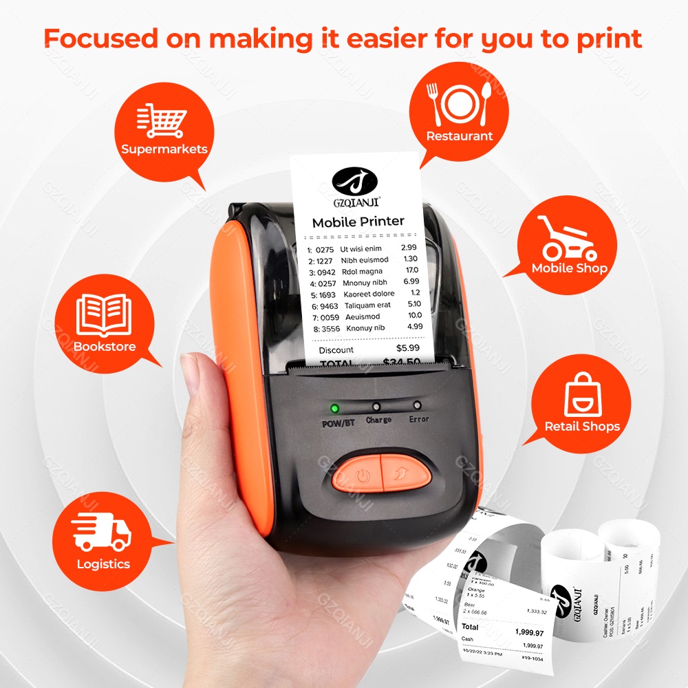 Portable Mini Thermal Printer Bluetooth 58mm Android POS System for ...