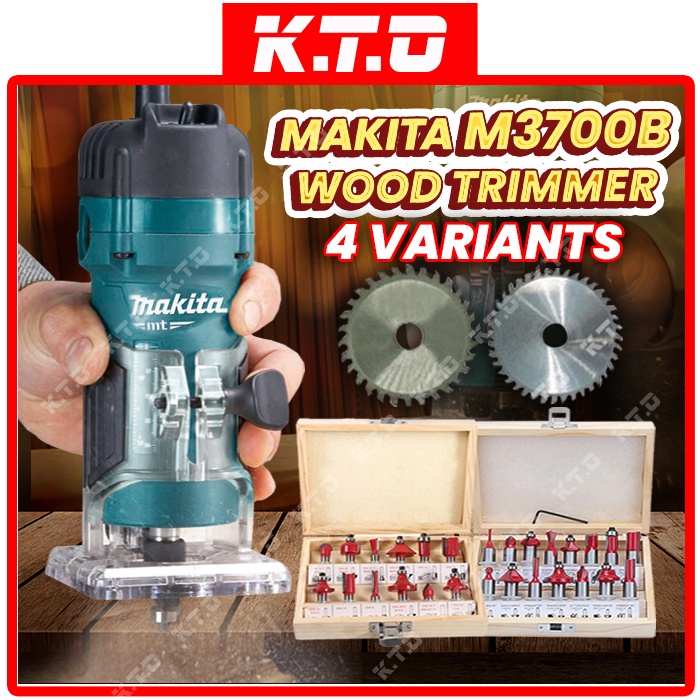 M3700B Trimmer Wood Router 6MM 530W + 12PCS / 15PCS Router Bit Cutting ...