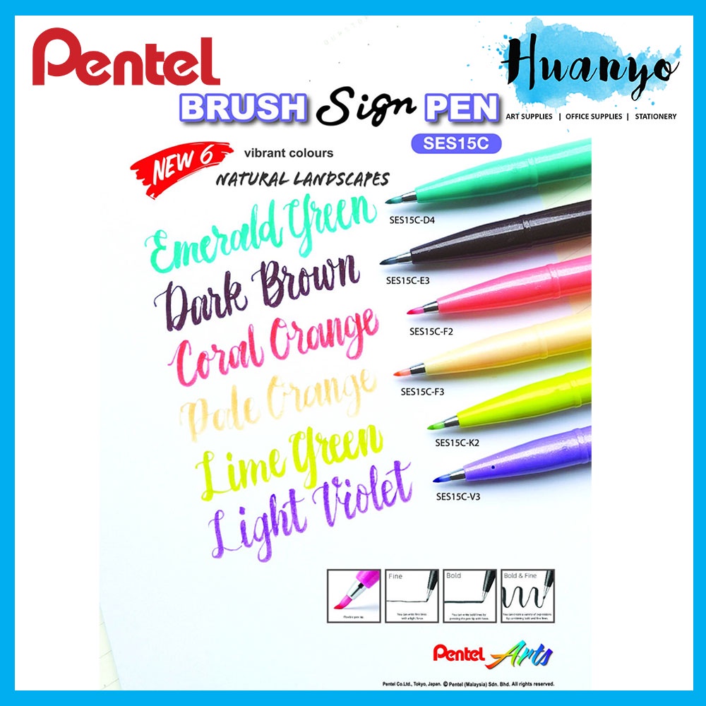 Pentel Fude Colour Brush Sign Pen SES15C | Natural Landscape ...