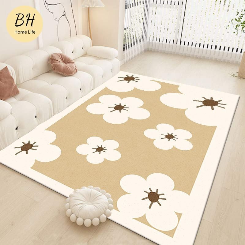 [BH]Plain Flower Creamy Crystal Velvet Karpet Murah Ruang Tamu Bilik ...