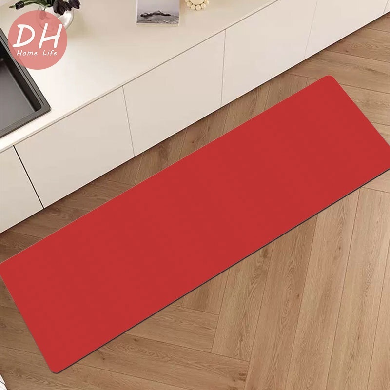 [DH]Plain Color Red Long Floor Mat Anti Slip Pvc Pet Mat Waterproof ...