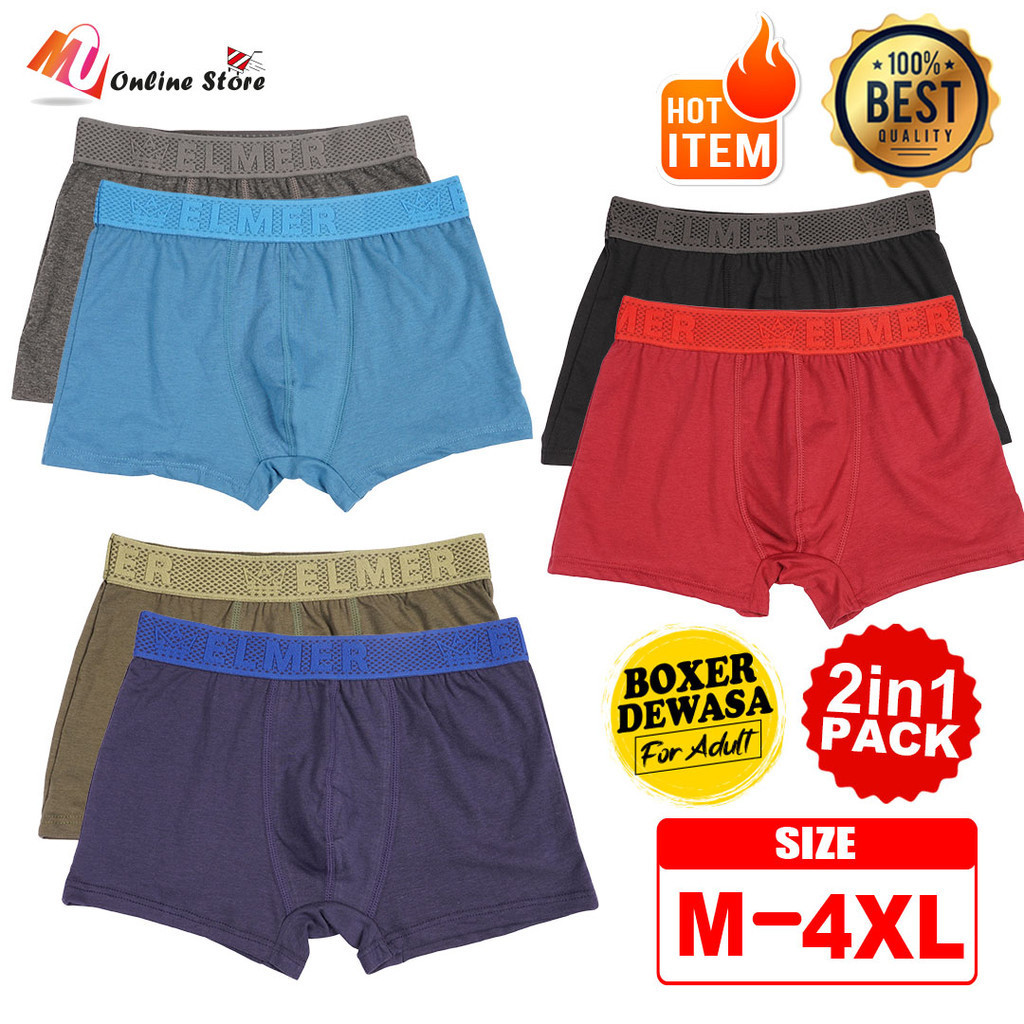 MU SELUAR DALAM LELAKI DEWASA/ MEN BOXER / SELUAR DALAM 2 HELAI ...