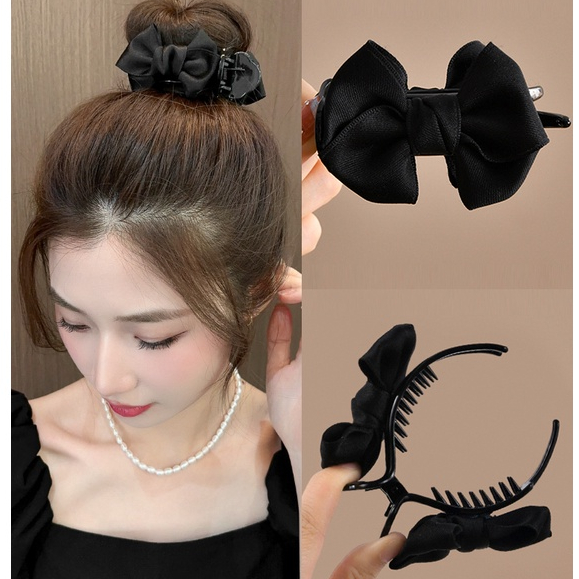 Straw Long bow princess head grab clip new sweet wind meatball high-end ...